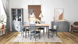 Inter Link SAS Esstisch - Esszimmertisch - Küchentisch - Kiefer Massivholz -Landhausstil - FSC - 140x90x75 cm - grau/Oak Colori -Forenzo