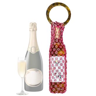 Generico Reiseflaschenhalter f&uuml;r Weinflaschen, Reisebecher mit Griff aus Harz - Netzgewebe f&uuml;r Weinflaschen | f&uuml;r Picknick, Geburtstag, Hochzeit, Familientreff