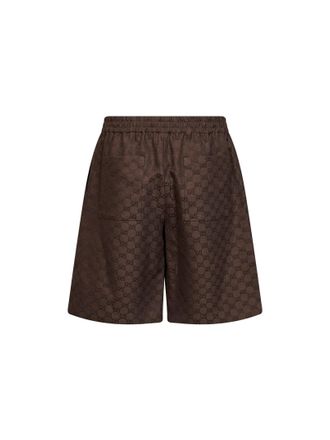 Gucci Mens Shorts Gg Canvas Brown Viscose