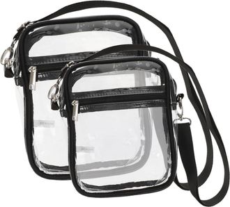 Cabilock 2 Stück Transparente Umhängetaschen Klein aus PVC mit Verstellbarem Gurt und Reißverschluss Stadion und Konzerttasche für Damen und Herren