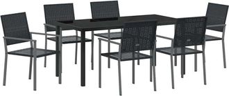 vidaXL Garten Essgruppe 7 pcs Schwarz Poly Rattan Vidaxl