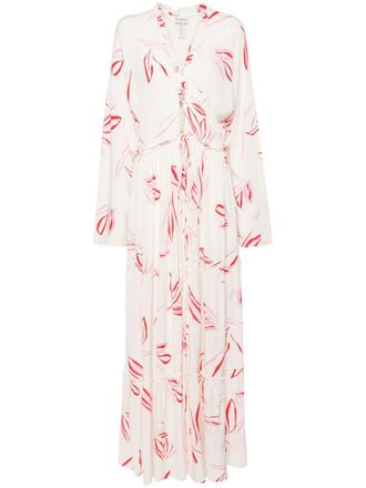 Evarae robe longue Talia &agrave; fleurs - Tons neutres