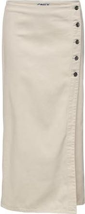 Only Onlsilla Hw Jupe Longue Fendue PNT pour Femme, Ecru, S