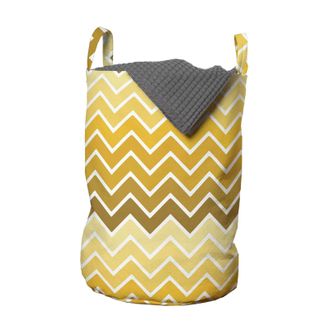 Abakuhaus Winkel W&auml;schesack, Chevron Zigzag Ombre, W&auml;schekorb mit Griffen Kordelzugverschluss f&uuml;r Waschsalons, 33 cm breit x 49 cm hoch, Gelb Blassgelb