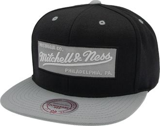 Mitchell & Ness Box 2 Tone Logo - Flat Visor Snapback Basecap, Red-Black