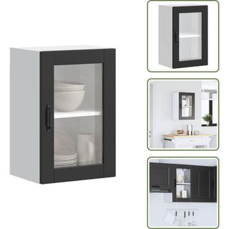 vidaXL K&uuml;chen-H&auml;ngeschrank mit Glast&uuml;r Porto Schwarz - K&uuml;chen-Wandschrank - K&uuml;chen-Wandschr&auml;nke - Wandschrank K&uuml;che - K&uuml;chenschrank