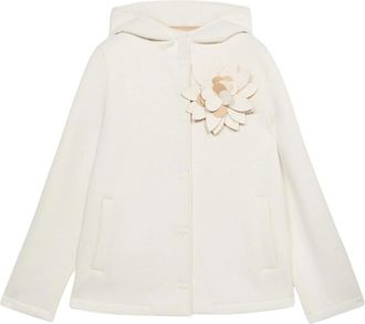 Oltre Femme, Vestes, Blanc, Taille: 46 FR Manteau court en tissu scuba avec broche