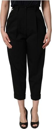 Dolce & Gabbana Femme, Pantalons, Noir, Taille: 34 FR Pantalon Cropped Taille Haute