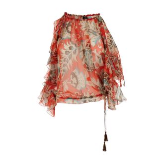 Etro Femme, Blouses et Chemises, Multicolore, Taille: 36 FR Top en soie &agrave; une manche avec motif floral