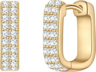 Glanzst&uuml;cke M&uuml;nchen Ohrringe - Sterling Silber Creolen Zirkonia - Gr. unisize - in Gold - f&uuml;r Damen