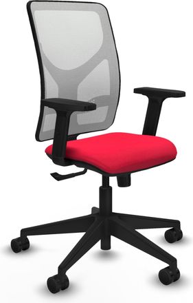 Piqueras y Crespo B&uuml;rostuhl, rot, mit 2D-Armlehnen, h&ouml;henverstellbare Lendenwirbelst&uuml;tze, ausgestattet mit 3 Positionen und Schneideschaum, mit 65 mm Nylon-Rollen, Wei&szlig;