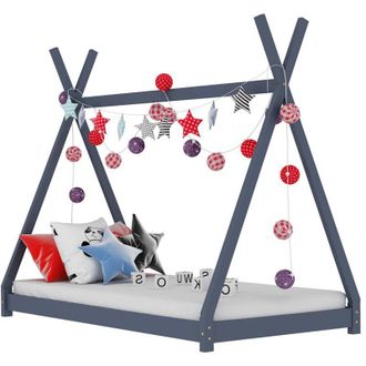 vidaXL Vidaxl - Cadre de lit denfant Gris Bois de pin massif 80x160 cm