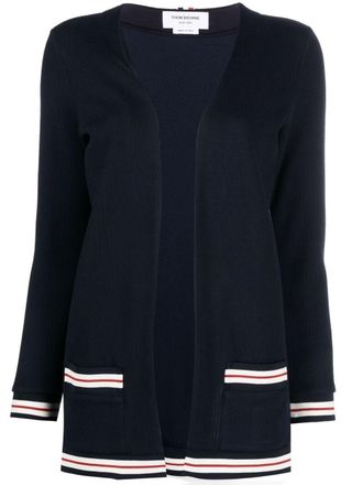 Thom Browne cardigan en coton &agrave; design ouvert - Bleu