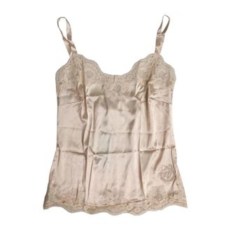 Dolce & Gabbana Luxuri&ouml;se Spitze Seiden Tank Lingerie - - Tops - Damen - Beige - S