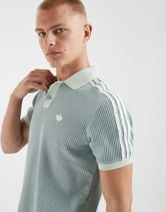 adidas Originals Polo gaufr&eacute; - Vert sauge