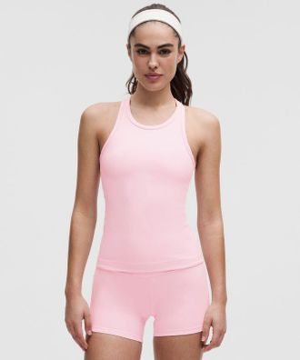 lululemon Align Racerback-Tanktop in Taillenl&auml;nge f&uuml;r Frauen - Gr&ouml;&szlig;e 10 in Pink Organza