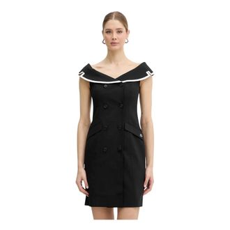 Karl Lagerfeld Off-Shoulder Double-Breasted Wool Blend Mini Dress - - Dresses - Damen - Schwarzk - S