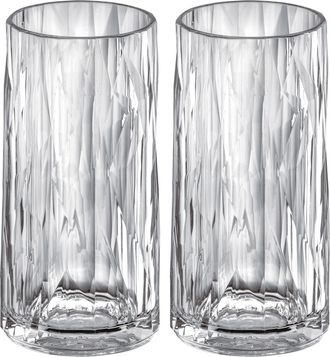 Koziol Superglas Club No. 8, 2 St&uuml;ck, 300 ml, Longdrink-Glas aus kristallklarem Kunststoff, luxuri&ouml;s, unzerbrechlich, wiederverwendbar, Party, Camping, 2er S