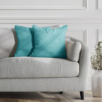 Decoking 58442 2tlg 2 Kissenbez&uuml;ge 45x45 cm Mikrofaser Rei&szlig;verschluss Fleece Kissenh&uuml;llen t&uuml;rkis Henry