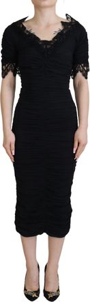 Dolce & Gabbana Falten Midi-Kleid mit kurzen &Auml;rmeln