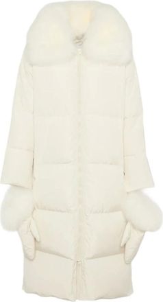 Yves Salomon Femme, Manteaux, Blanc, Taille: 38 FR Doudoune 110cm