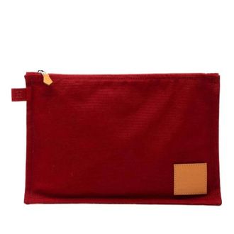 Herm&egrave;s Pochette en toile Pre-owned - Femme - Pre-owned - Rouge - Taille: ONE Size