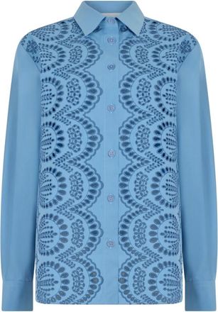 P.A.R.O.S.H. P.a.r.o.s.h., Femme, Blouses et Chemises, Bleu, Taille: 42 FR Chemise Dentelle Sangallo