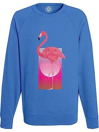 Fabulous Sweatshirt Homme Bleu Retro Flamant Rose 80s Collage Vintage Illustration Art Animal Synthwave Zoomer Miami