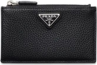 Prada Portemonnaies - Rectangular Zippered Wallet With Triangular Logo P - Gr. unisize - in Schwarz - f&uuml;r Damen