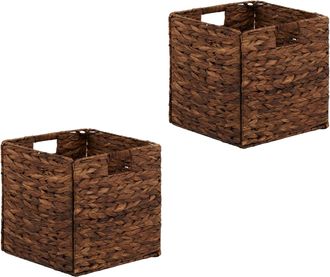 IDIMEX Korb CAO 2er Set, braun - Handgefertigte Körbe aus Wasserhyazinthe, faltbar mit robusten Griffen. Regalkorb, Aufbewahrungskorb. Vielseitig für Schlafz