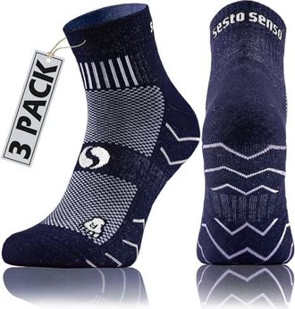 Sesto Senso Chaussettes Sport Colorées en Coton Femme Homme Lot de 3 Paires 35-38 Bleu Fonce