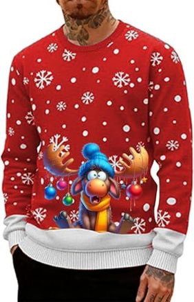 Generic Pull de No&euml;l moche pour homme avec imprim&eacute; renne mignon flocon de neige imprim&eacute; No&euml;l manches longues surv&ecirc;tement de vacances dext&eacute;rieur pour homme, 37