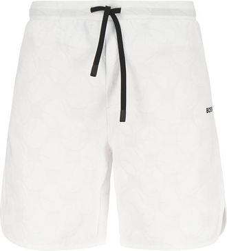 HUGO BOSS Herren Sweatshorts wei&szlig; Baumwoll-Stretch