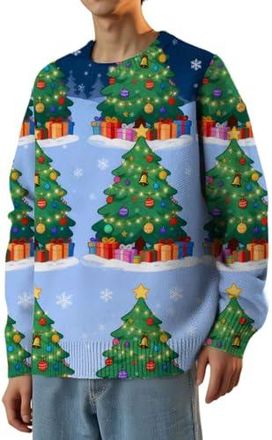 Generic Pull de Noël pour homme - Imprimé Père Noël amusant - Pull de Noël ample décontracté facile dentretien - Pull dhiver à manches longues et col rond - P