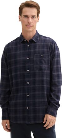 Tom Tailor Herren Regular Fit Hemd mit Karomuster,36006 - Navy Tonal Check, M