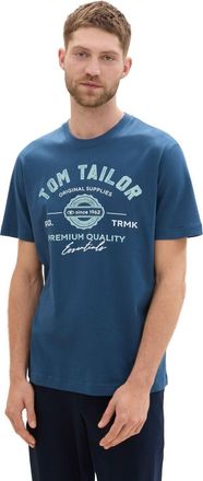 Tom Tailor Herren T-Shirt mit Logo-Print aus Baumwolle, nighttime blue, L