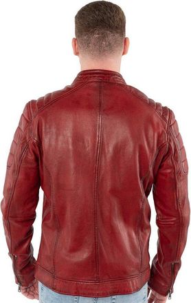 Mauritius Lederjacke MMDerry Mauritius - Herren Lederjacke Bikerjacke Lammnappa rot