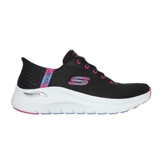 Skechers Arch Fit 2.0 - Easy Chic Sneaker f&uuml;r Damen, Zum Reinschl&uuml;pfen (Schwarz/Leuchtend Pink)