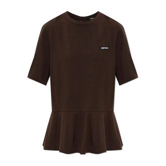 Rotate Peplum T-Shirt - - Tops - Damen - Braun - XS