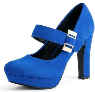 Generic Chaussures Mary Jane pour Femme Talon &eacute;pais Semelle compens&eacute;e Bout Rond Tige Souple Design Couleurs Vives adapt&eacute;es aux Tenues d&eacute;contract&eacute;es et &eacute;l&eacute;gant