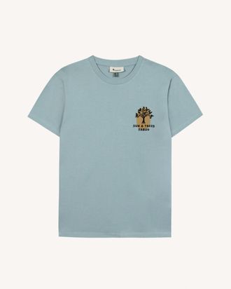 Faguo T-shirt bleu gris&eacute; coton recycl&eacute; - ARCY