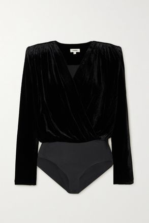 L'agence Body En Velours Et En Jersey Stretch Kallie - Noir