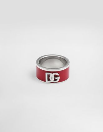 Dolce & Gabbana Ring Aus Emaille Mit Dg-logo - Frau Bijoux Fuchsia Metall 48