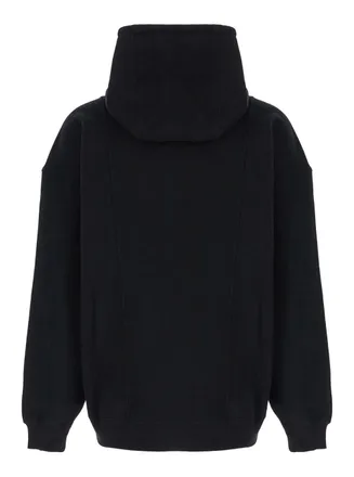 Saint Laurent Mens Black Hoodie With Logo Embroidery Cotton Sweatshirts Sweater