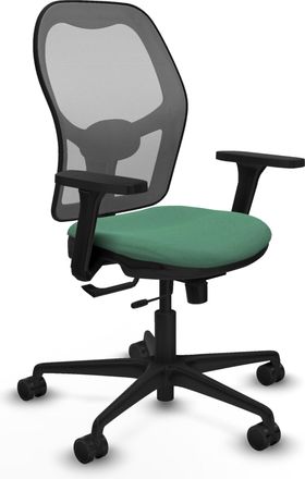 Piqueras y Crespo Arbeitsbankstuhl mit 3D-Armen, h&ouml;henverstellbare Lendenwirbelst&uuml;tze, ausgestattet mit Syncro/Traslack und injiziertem Schaumstoff, Grau/Smaragdgr&uuml;n