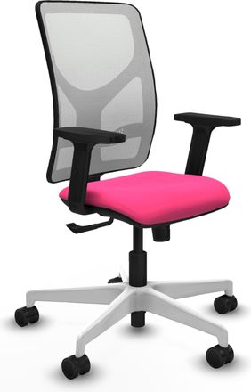 Piqueras y Crespo Drehstuhl mit 2D-Armlehnen, h&ouml;henverstellbare Lendenwirbelst&uuml;tze, mit 3 Positionen und Schneideschaum, mit 65 mm Nylon-Rollen, Wei&szlig;/Rosa