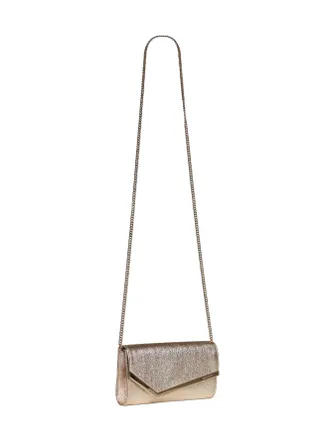 Jimmy Choo London Womens Chain Clutch Emmie Gold Cotton