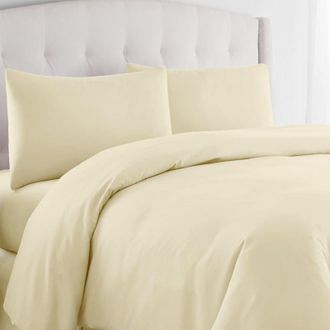 Pizuna Bettbezug 140x200 cm Baumwolle Neu Elfenbein, 1000 Fadenzahl aus 100% langstapeliger Baumwolle in Satinbindung Dickes Bettbezug mit verdecktem Knopfve