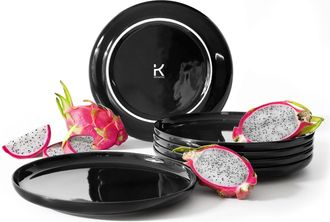 Konsimo Konsimo. Speiseteller Set f&uuml;r 6 Personen - VICTO Tellerset aus Keramik - Teller Set 6er - Sp&uuml;lmaschinen - Mikrowellengeeignet - Moderne Gro&szlig;er Esstell