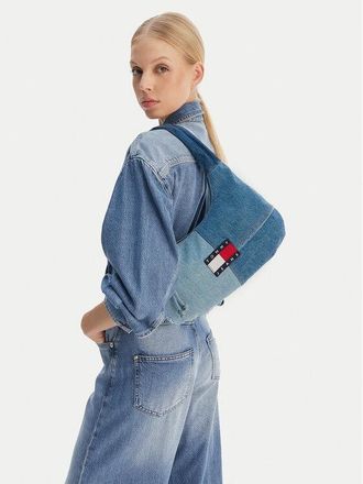Tommy Jeans Handtasche Tjw Denim Patchwork Shoulder Bag AW0AW18471 Blau